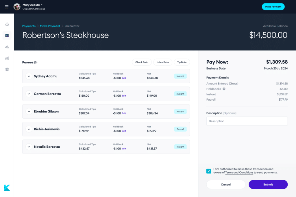 Tip Pooling Calculator for Restaurants | Kickfin